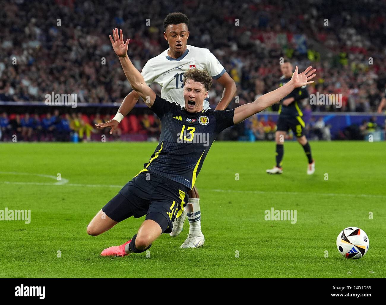 Scotland's Jack Hendry is fouled by Switzerland's Dan Ndoye during the ...
