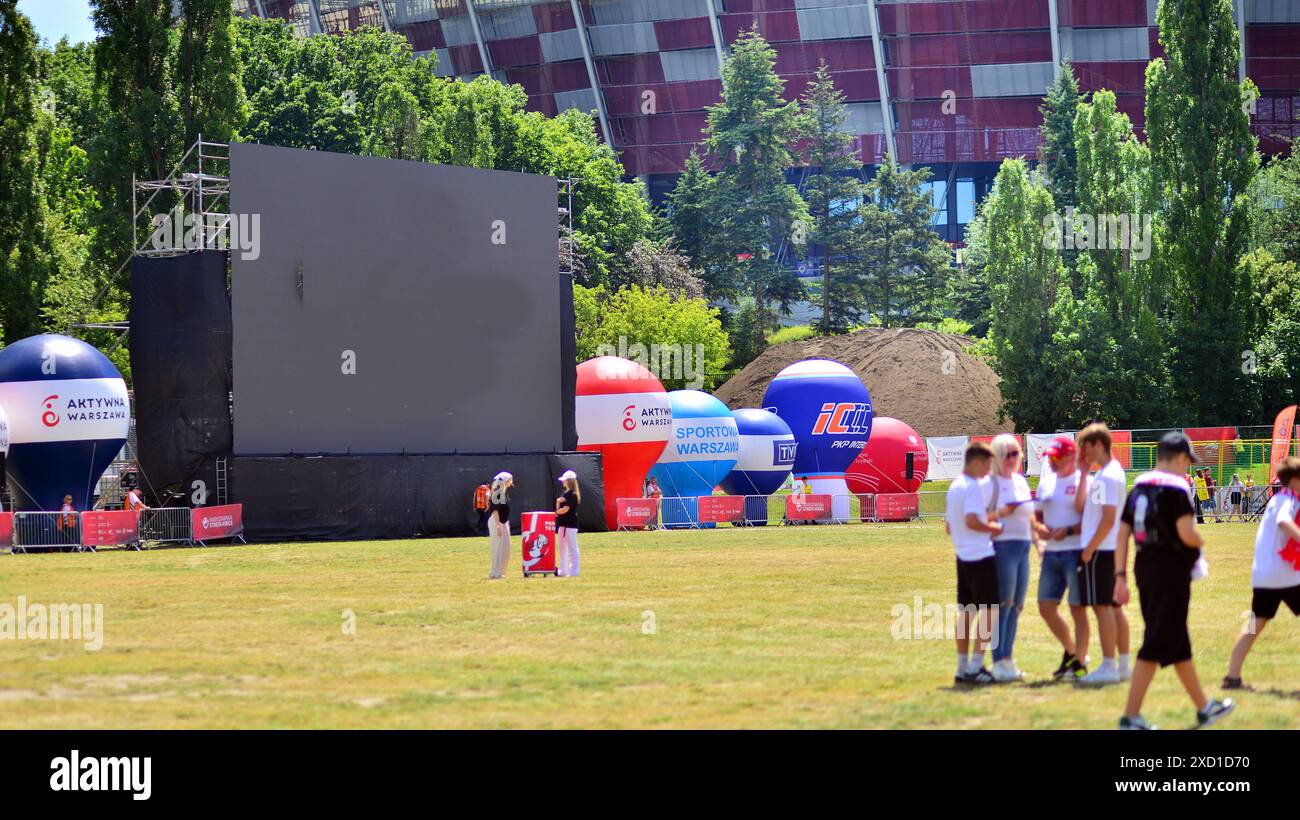 Warsaw, Poland. 16 June 2024. Fan zone hours before Uefa Euro 2024 ...