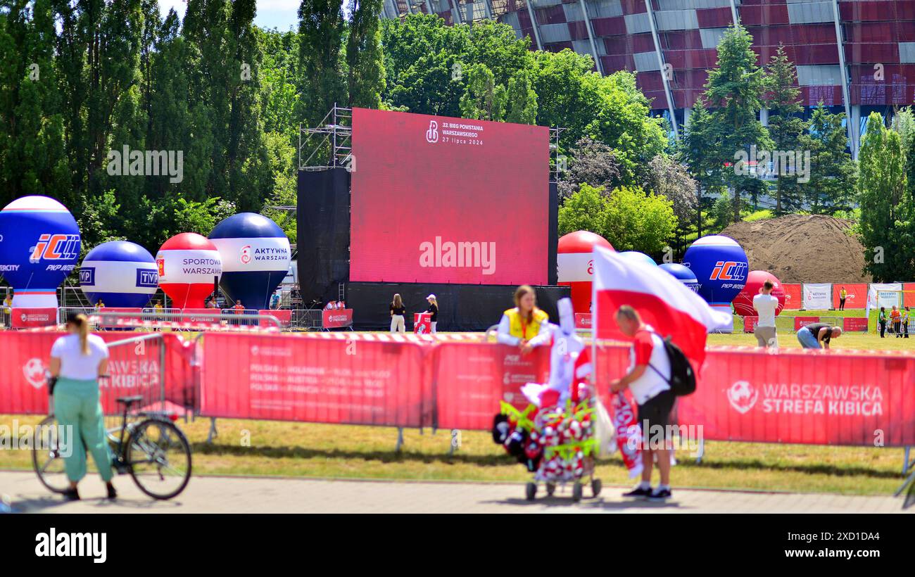 Warsaw, Poland. 16 June 2024. Fan zone hours before Uefa Euro 2024 ...