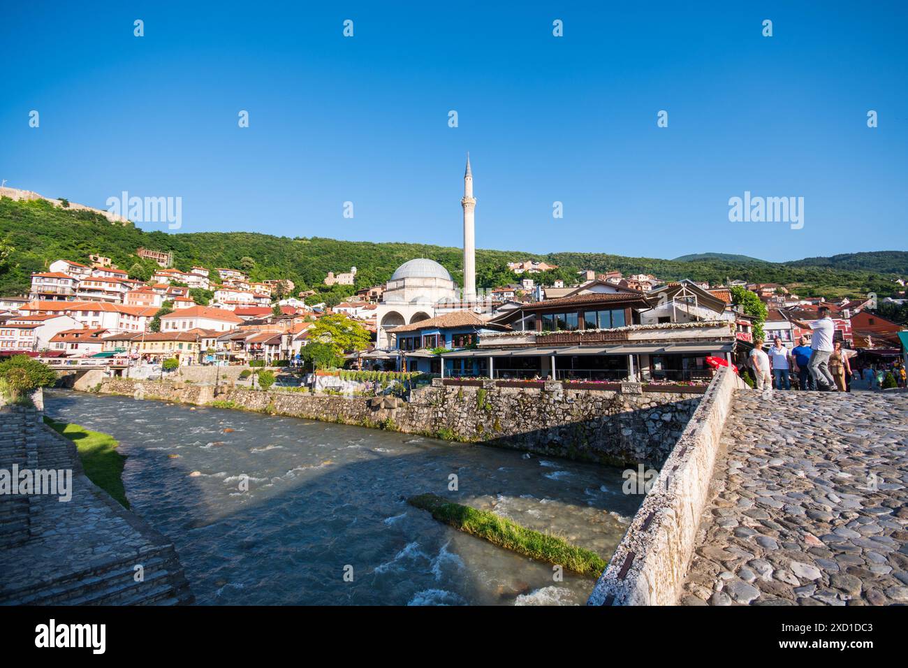 Prizren, Kosovo - June 30. 2023: The old stone bridge across river ...