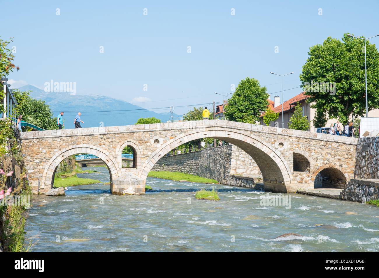 Prizren, Kosovo - July 1. 2023: The old stone bridge across river Stock ...
