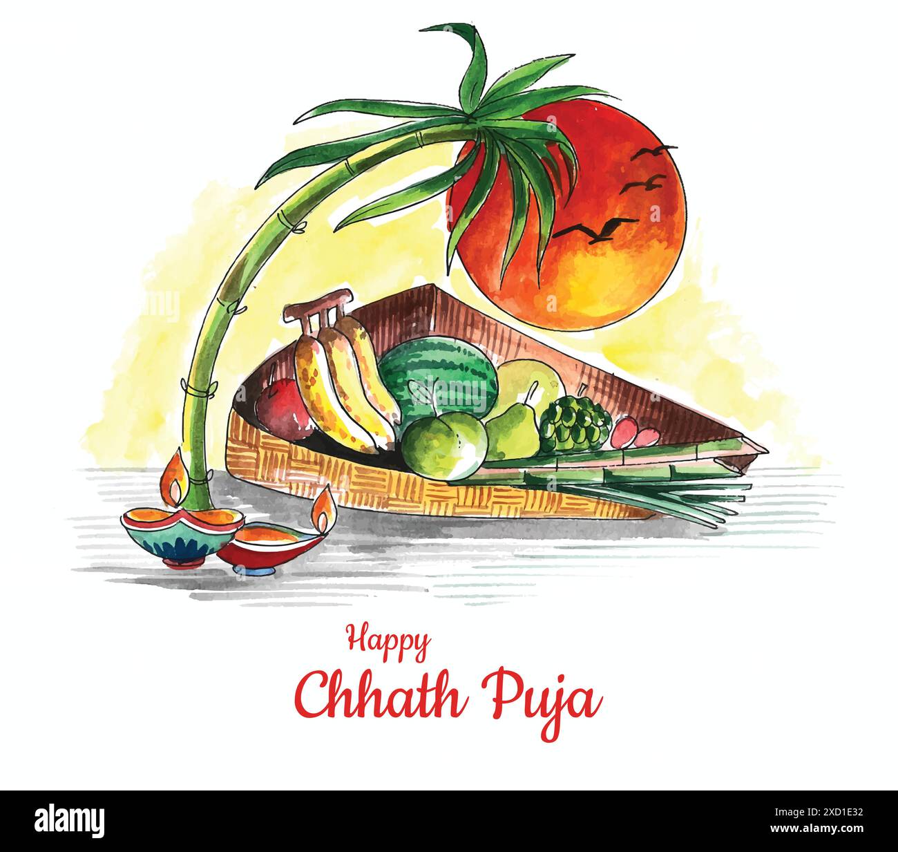 Beautiful happy chhath Puja festival card design Stock Vector Image ...