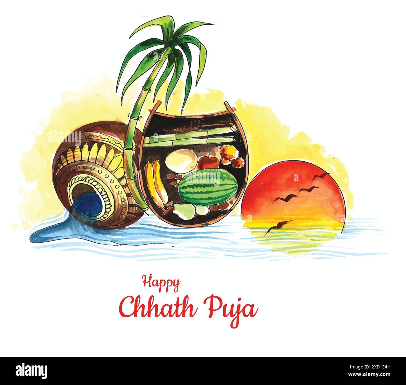 Beautiful happy chhath Puja festival card design Stock Vector Image ...