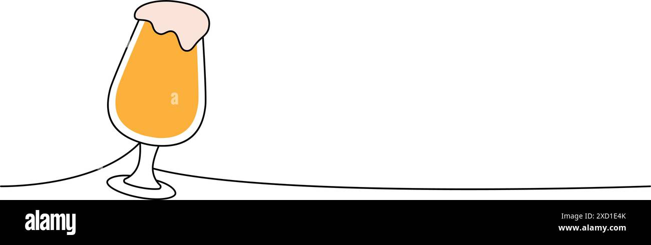 Beer glass one line colored continuous drawing. Beer pub products ...