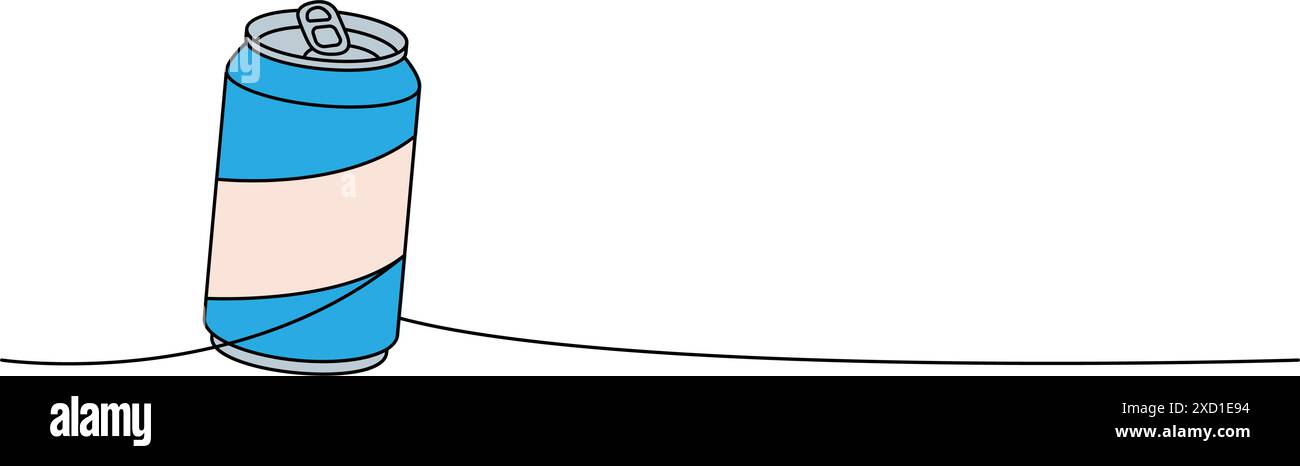 Beer can one line colored continuous drawing. Beer pub products ...