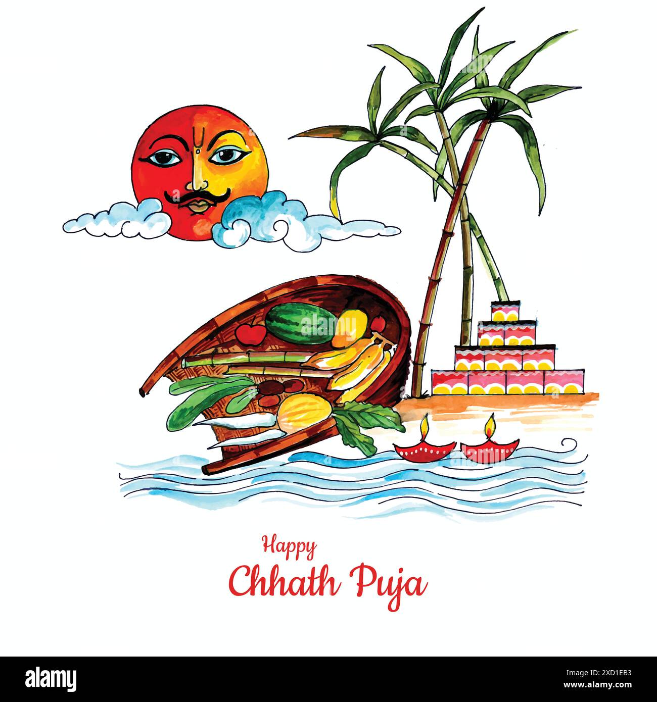 Traditional festival of happy chhath puja background Stock Vector Image ...