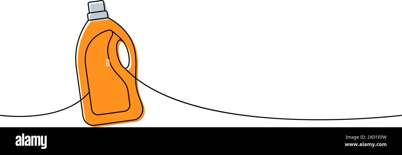 Toilet cleaner one line colored continuous drawing. Cleaning service ...