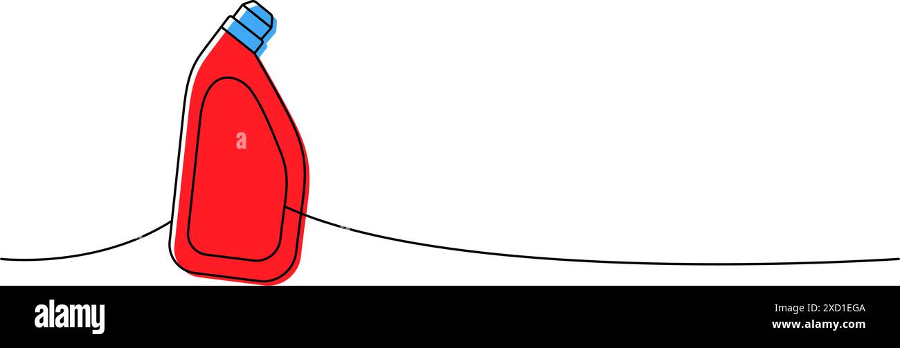 Antibacterial toilet cleaner one line colored continuous drawing ...
