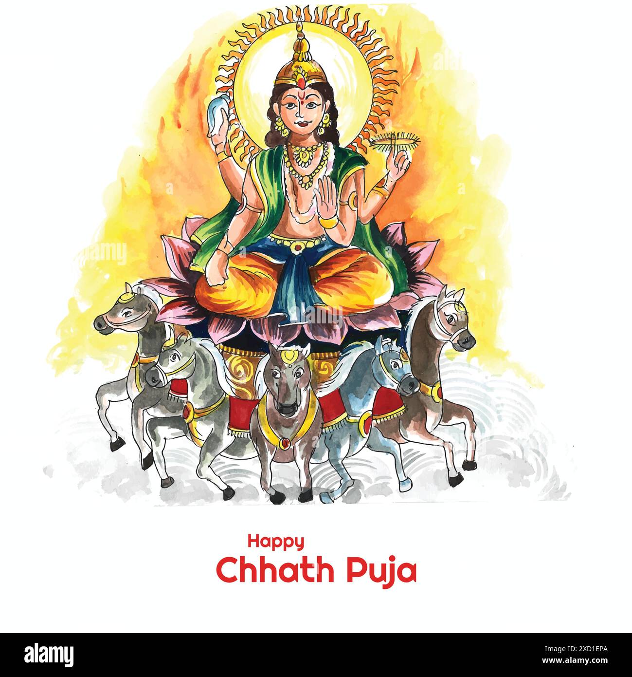 Happy Chhath Puja Holiday background for Sun festival of India Stock ...