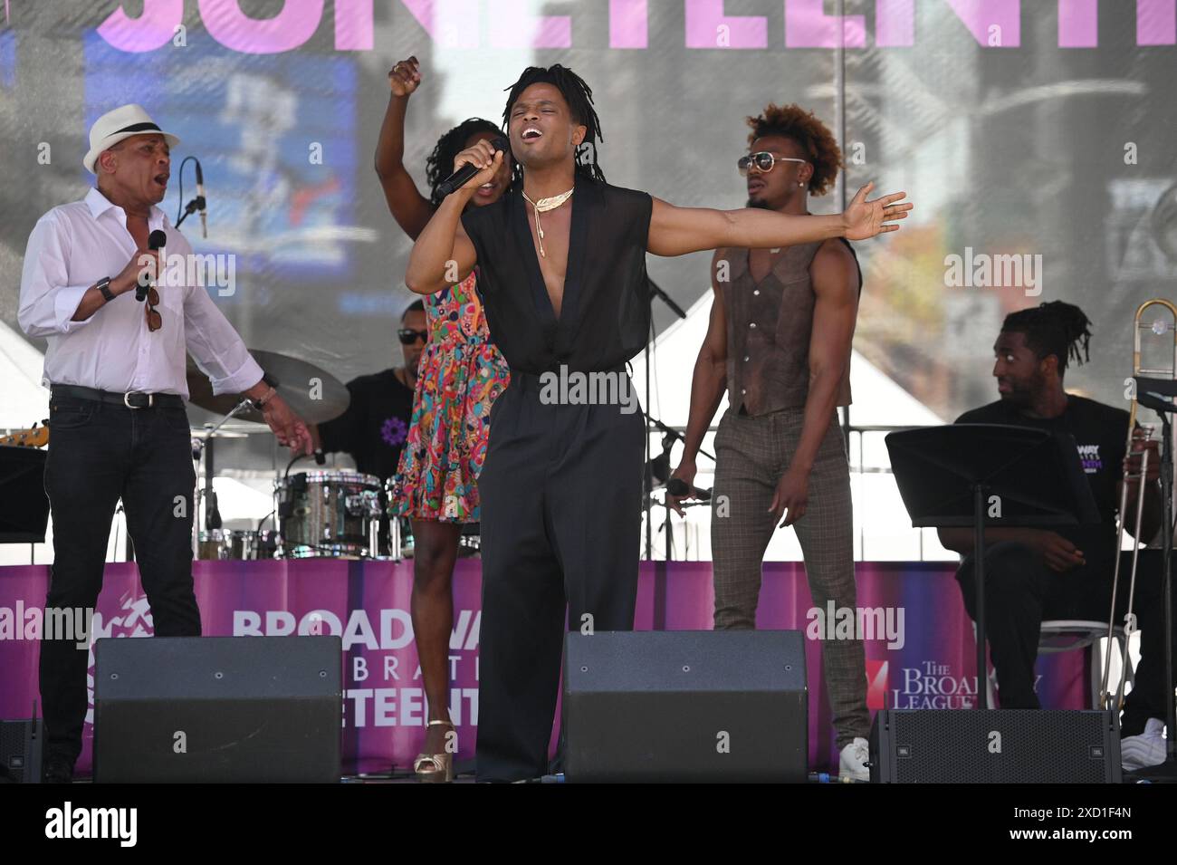 New York, USA. 19th June, 2024. John-Michael Lyles performs during the Fourth Annual Broadway ...