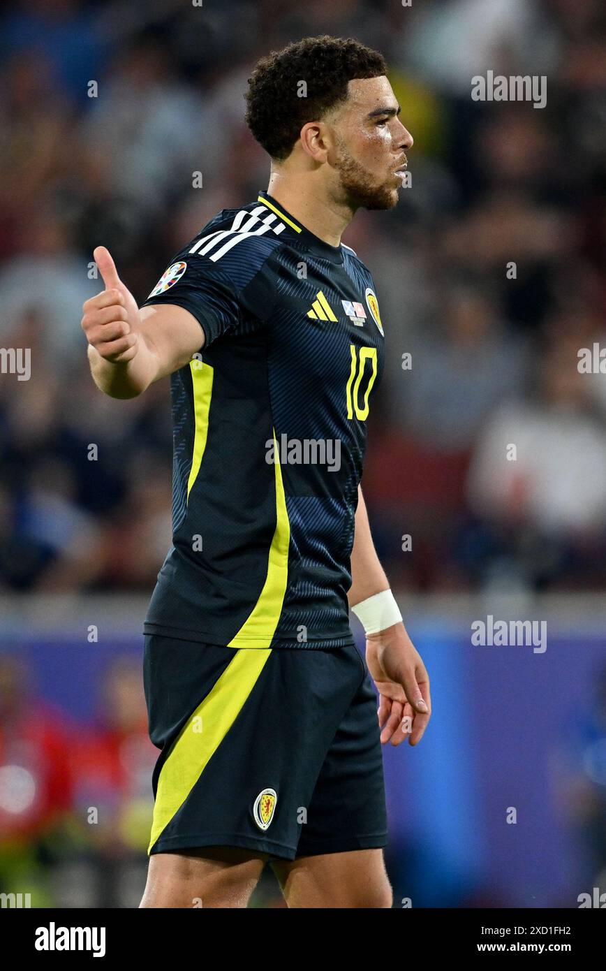 Ché Adams (10) of Scotland reacts during a soccer game between the ...