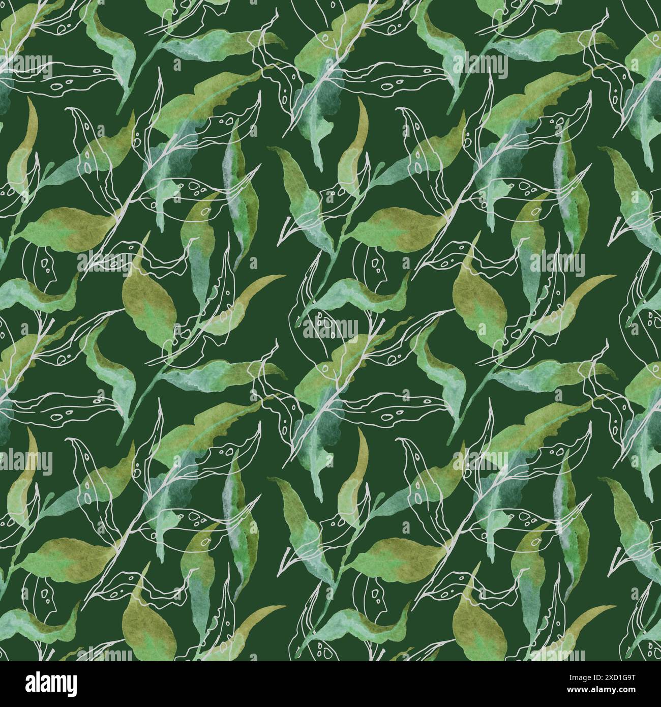 Seamless pattern with stylized leaves. Floral endless pattern filled ...