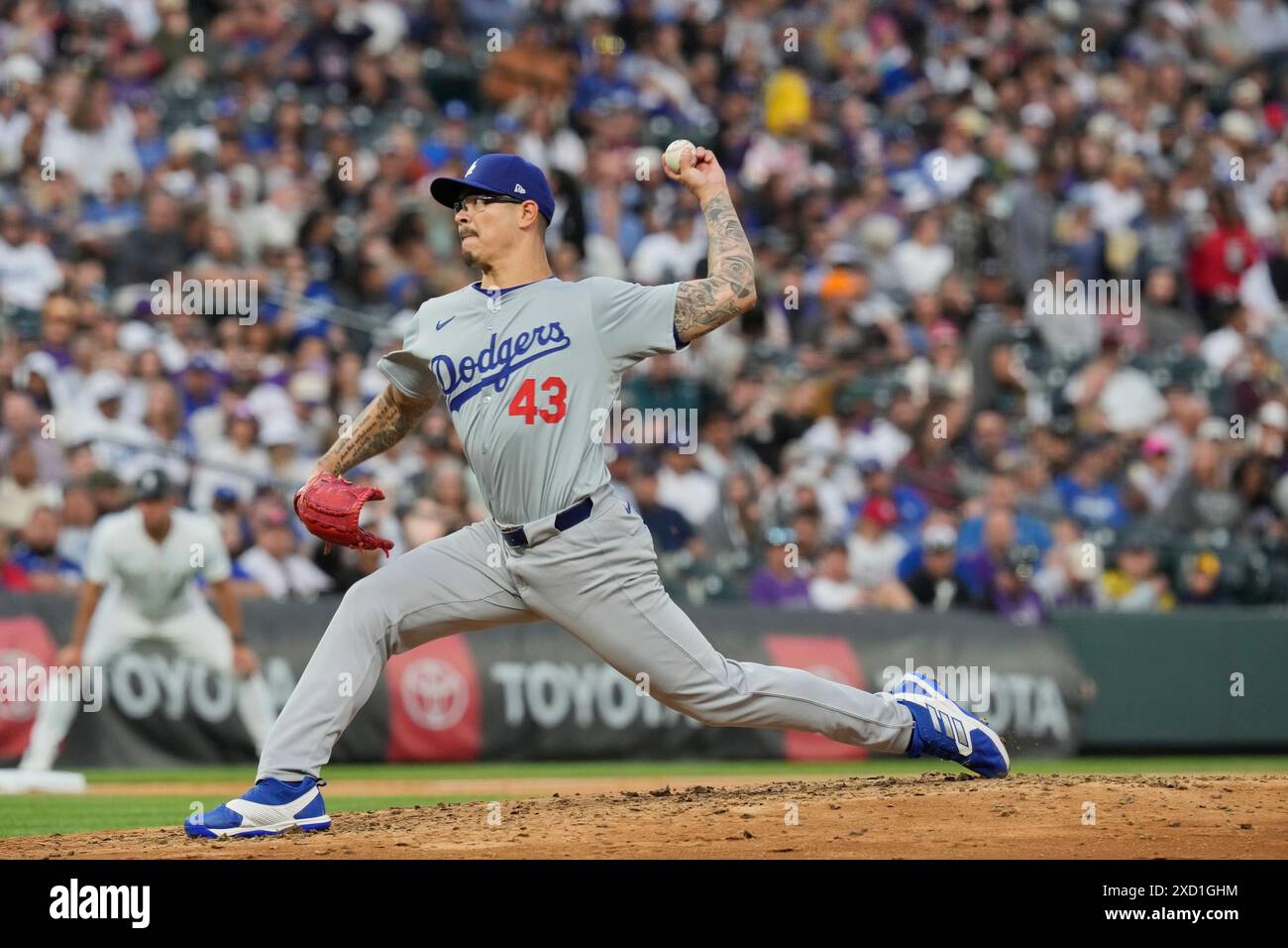 June 18 2024: Dodger pitcher Anthony Banda (43) throws a pitch during ...