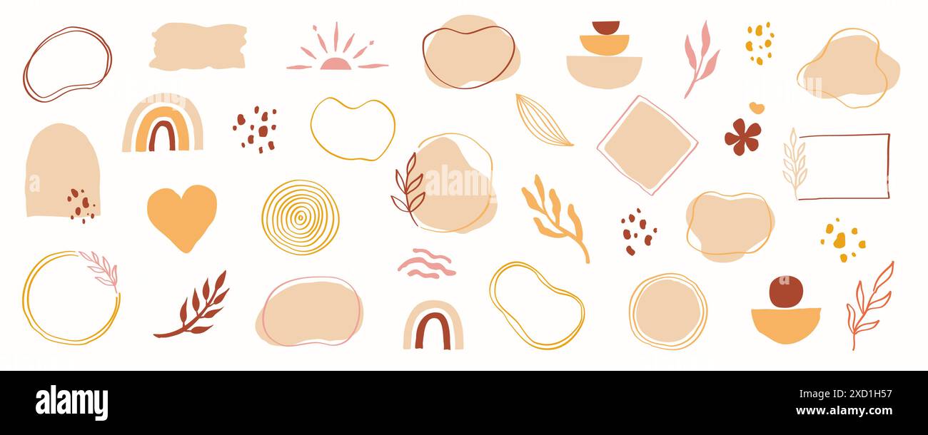 Organic abstract shape vector set. Abstract pastel brush element for ...