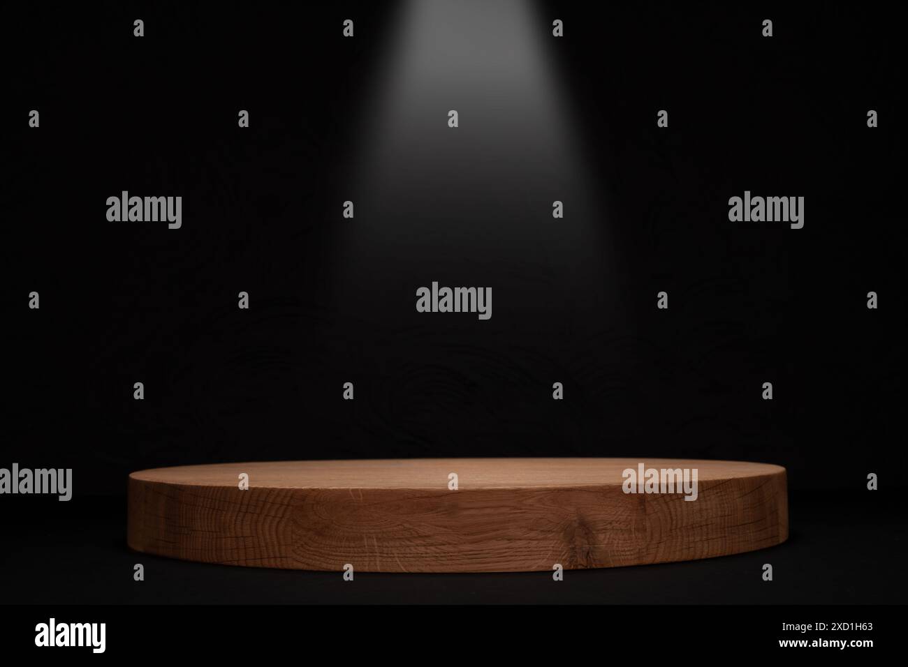Empty Wooden Pedestal Under Spotlight Stock Photo - Alamy