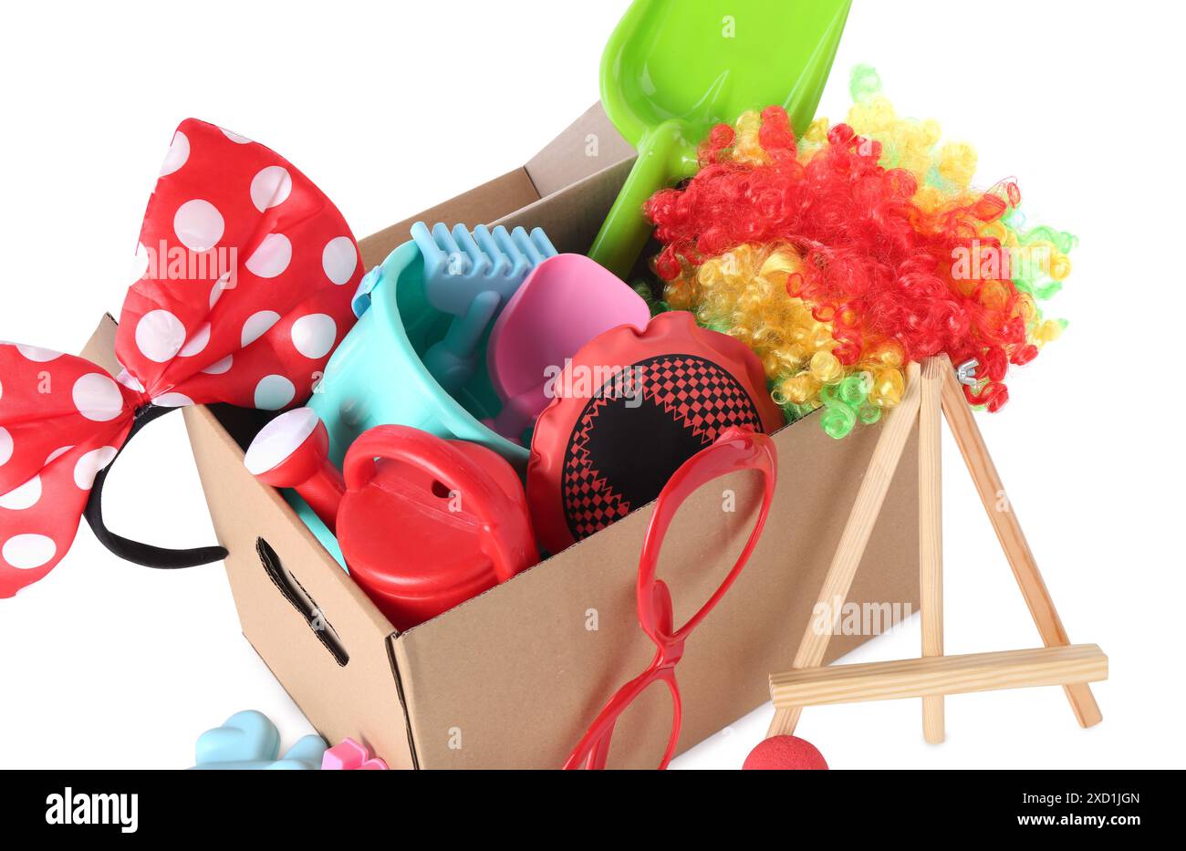 Box with unwanted stuff isolated on white Stock Photo - Alamy