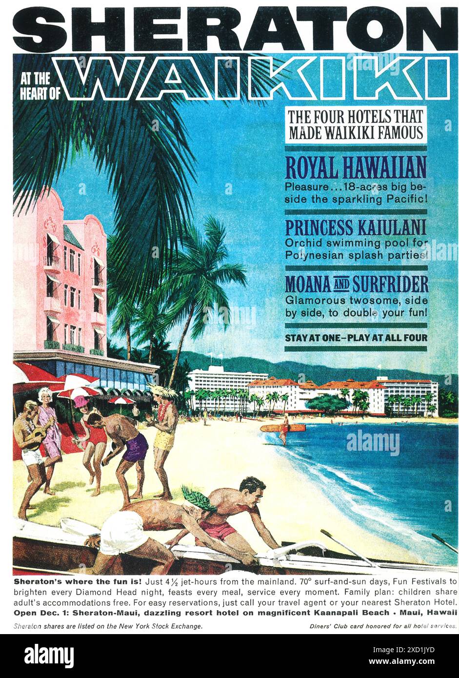 1962 Sheraton Waikiki Beach Resort Ad Stock Photo - Alamy