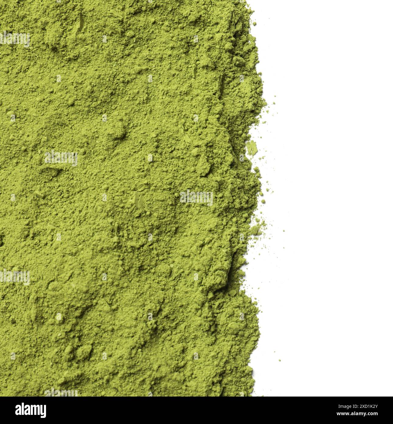 Green matcha powder isolated on white, top view Stock Photo - Alamy