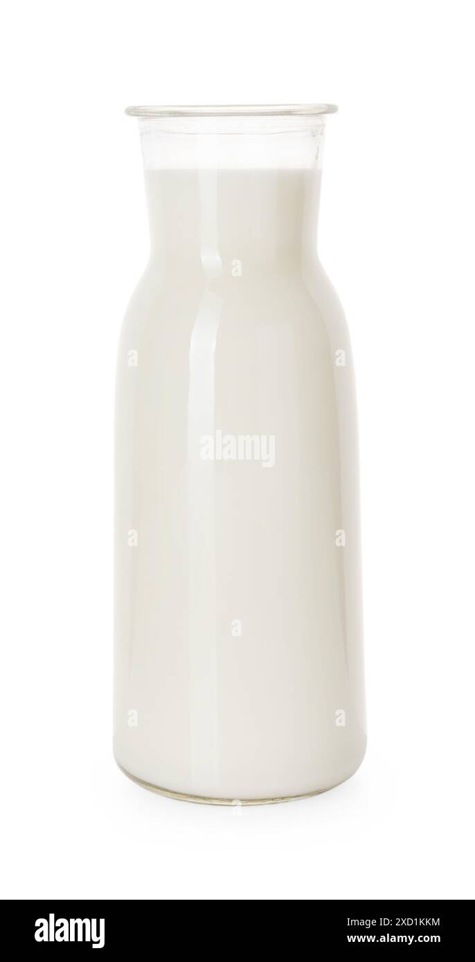 Glass carafe of fresh milk isolated on white Stock Photo - Alamy