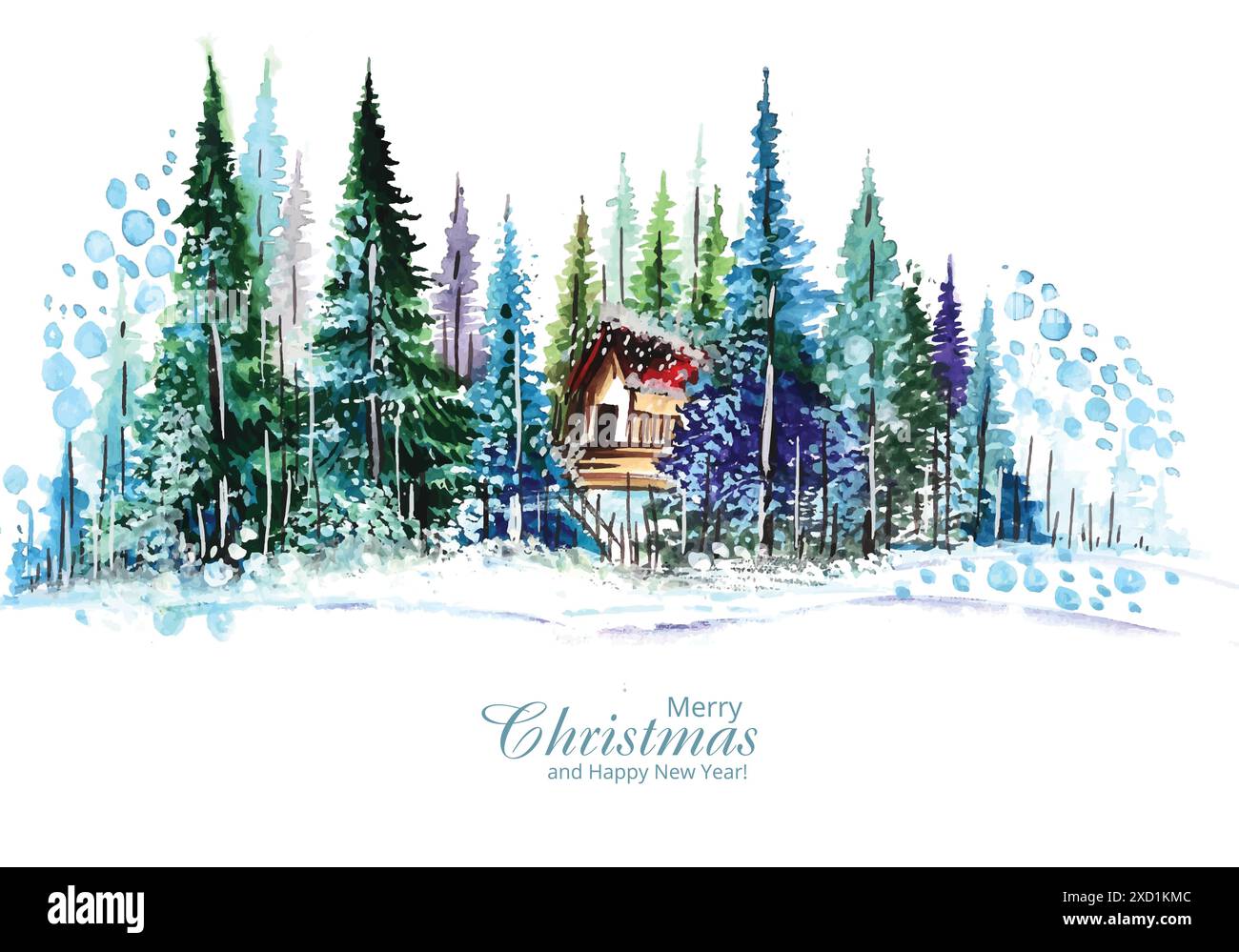Festive winter landscape christmas trees beautiful holiday card ...
