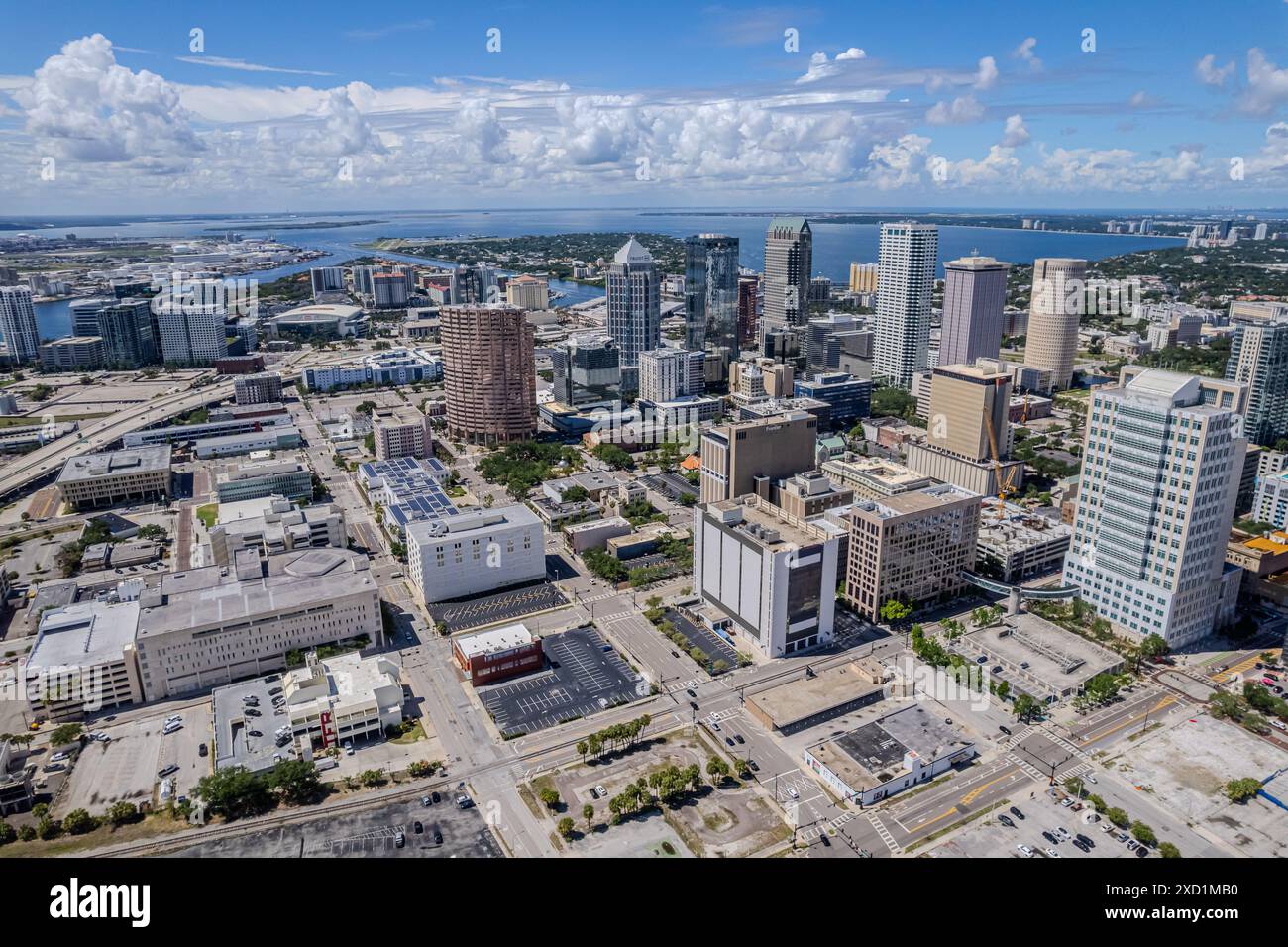 Beautiful aerial view of the Tampa bay City, it's Skyscrapers and Ybor ...