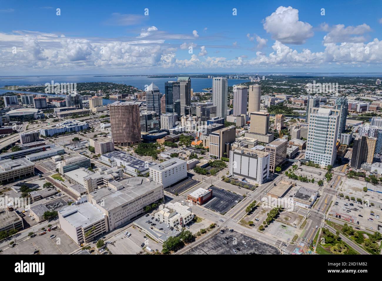 Beautiful aerial view of the Tampa bay City, it's Skyscrapers and Ybor city Tampa Bay, Florida ...