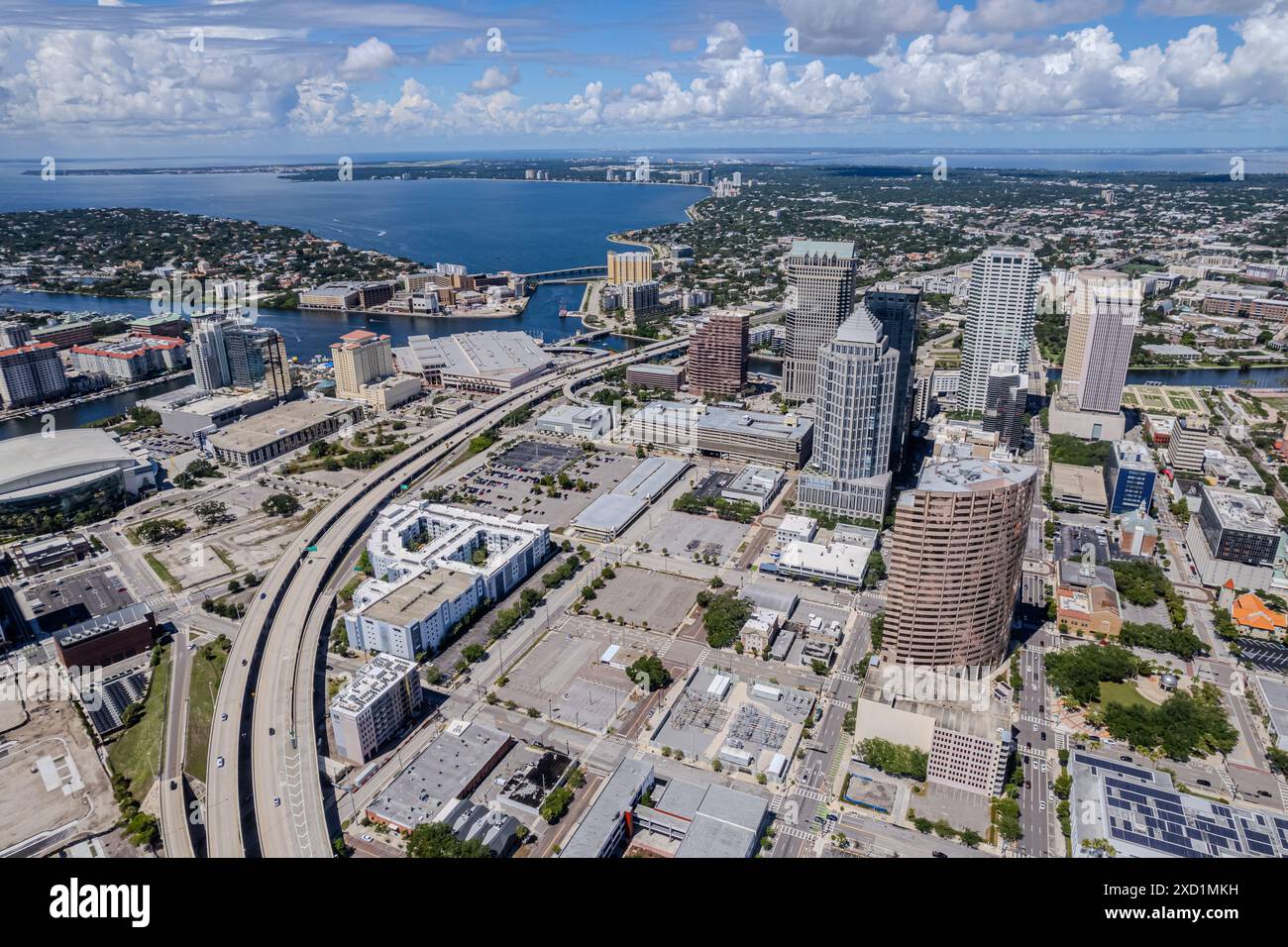 Beautiful aerial view of the Tampa bay City, it's Skyscrapers and Ybor ...