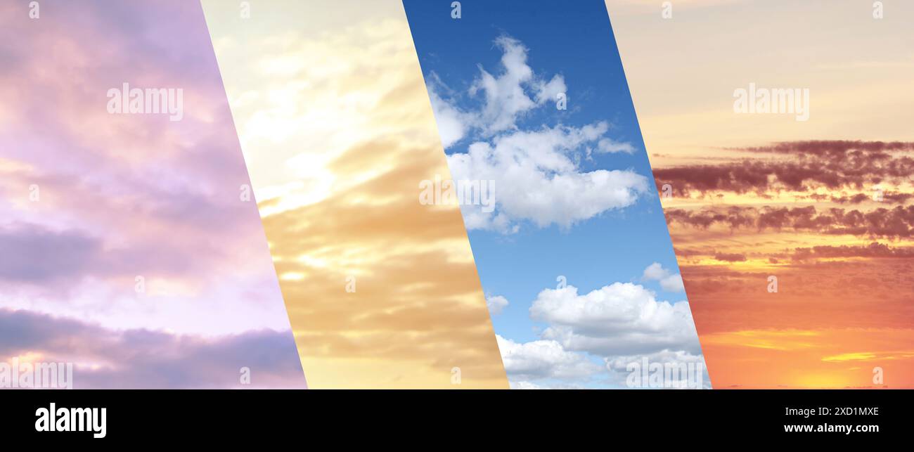 Different weather conditions due to season changing, banner design ...