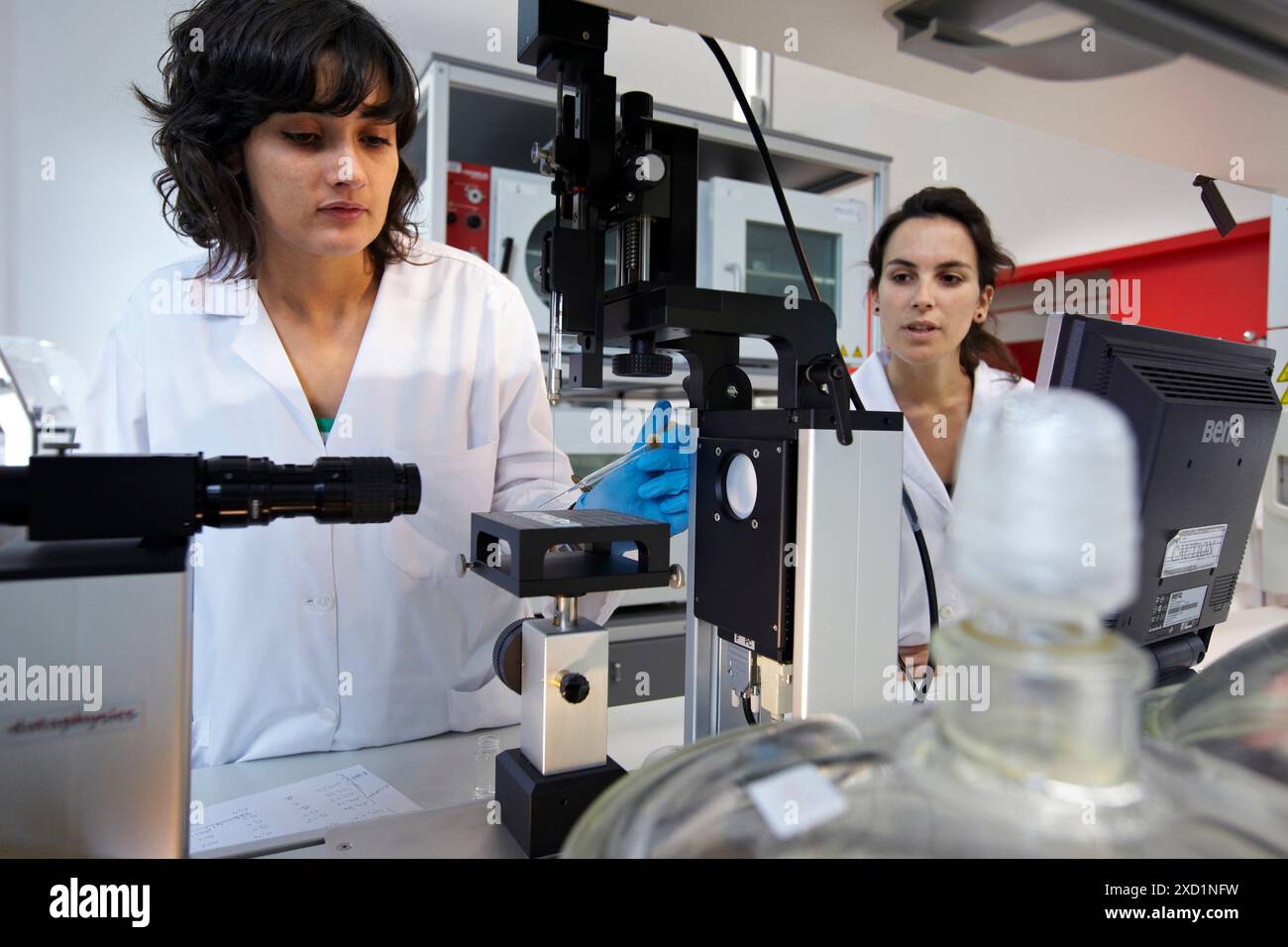 Surface analysis and materials characterization in Polymer Laboratory, contact angle goniometer ...