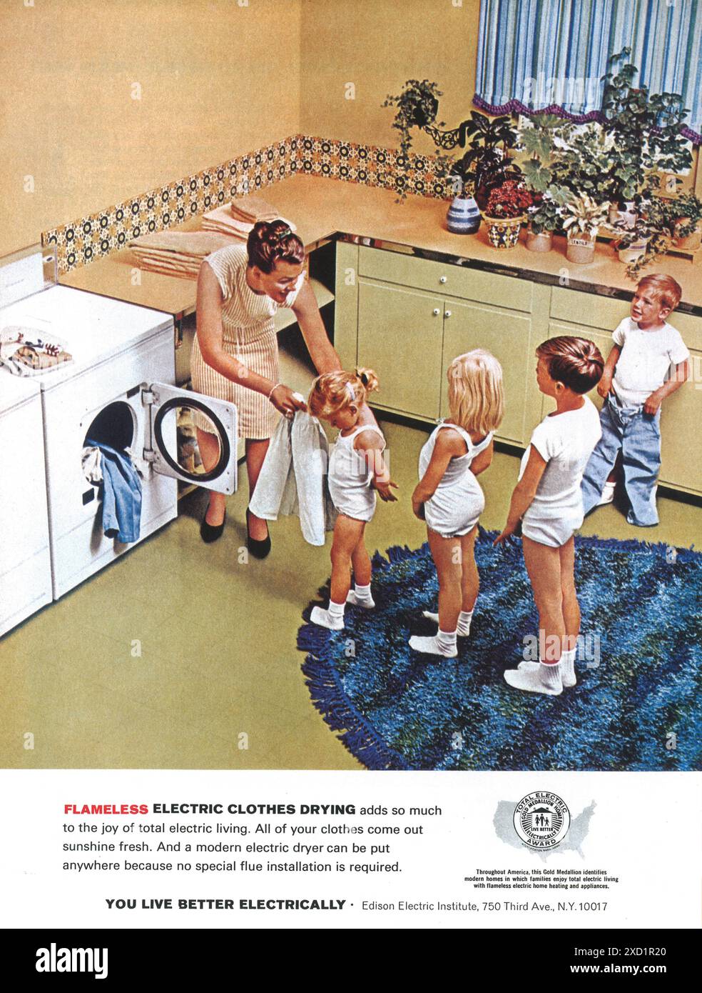 1965 Edison electric Flameless electric clothes dryer ad Stock Photo ...