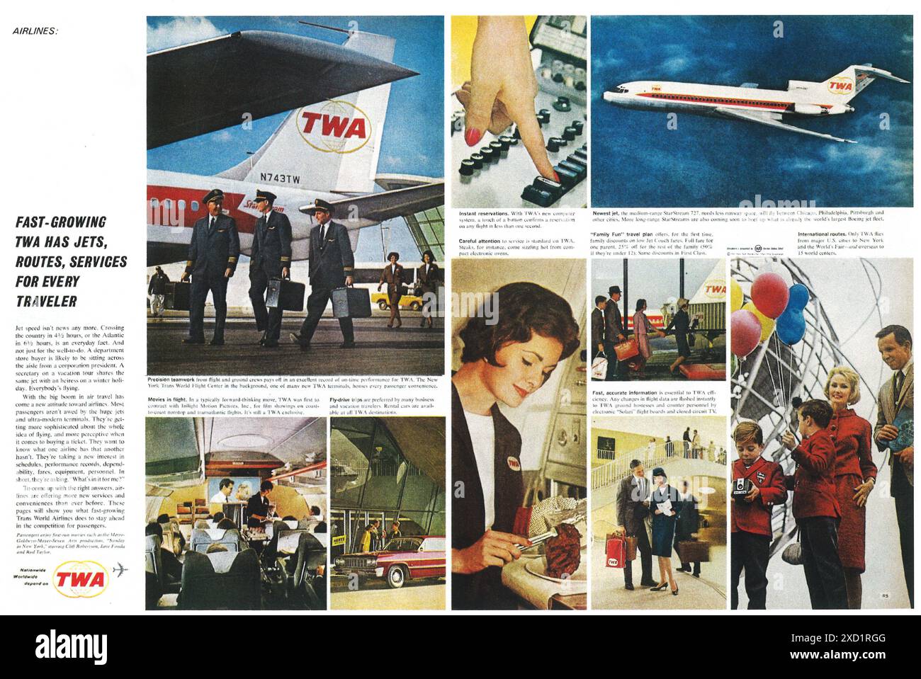 1964 TWA Trans World Airlines ad - "Fast-growing TWA has jets, routes ...