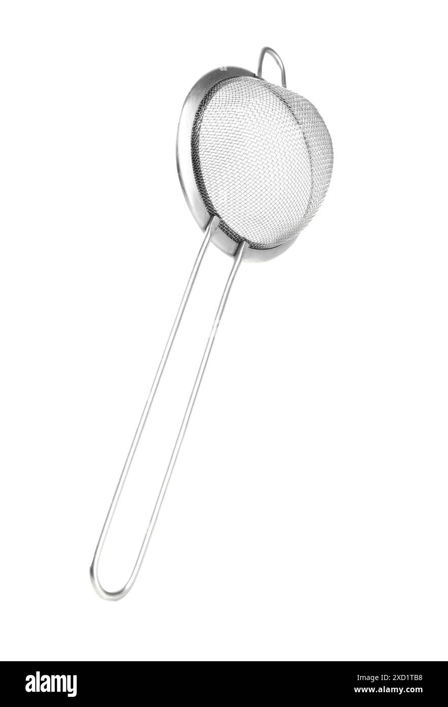 One metal sieve isolated on white. Kitchen utensil Stock Photo - Alamy