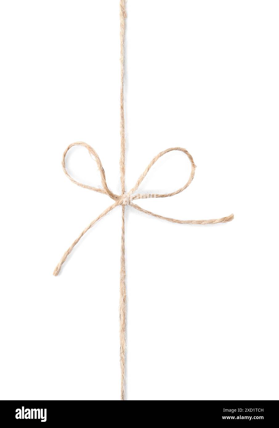Linen rope string with bow isolated on white, top view Stock Photo - Alamy