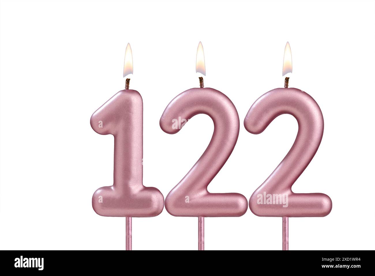 Lit birthday candle - Candle number 122 on white background Stock Photo ...