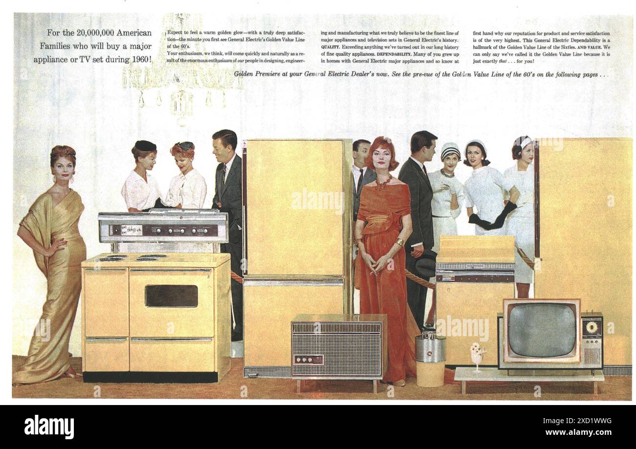 1960 General Electric home appliances and TV sets ad - 'For the ...