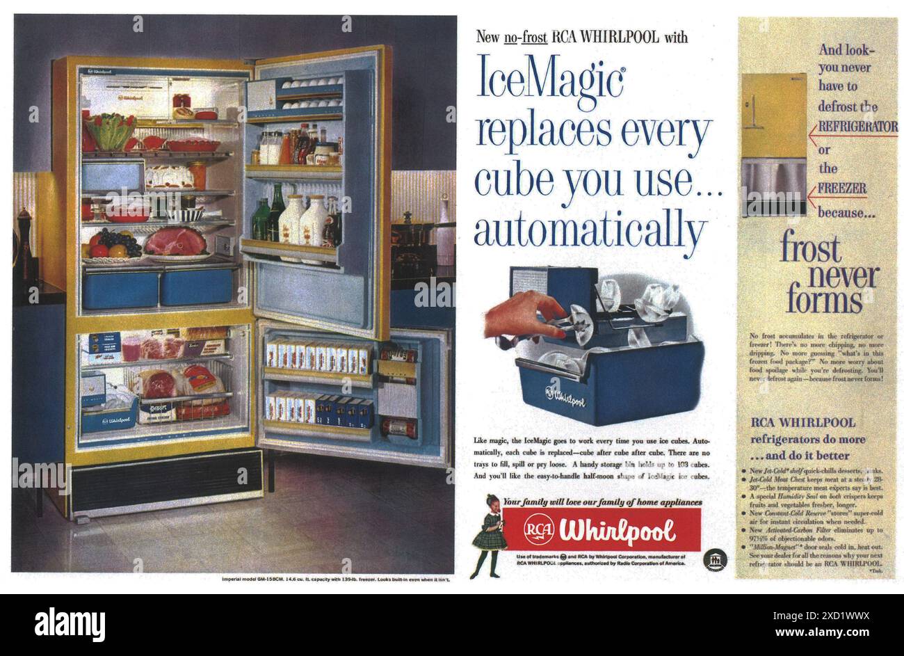 1960 No-frost RCA Whirlpool refrigerator freezer ad Stock Photo - Alamy