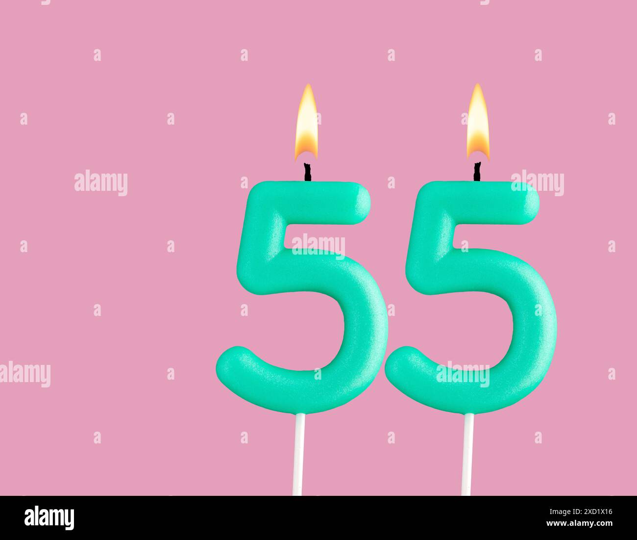 Birthday card with green number 55 candle - Pastel pink background ...