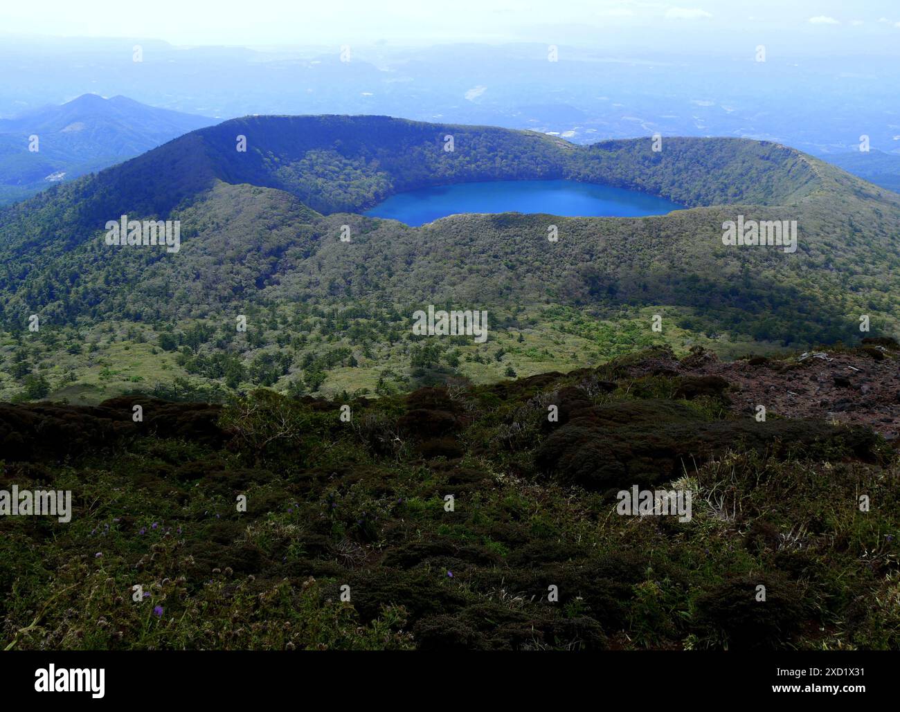 Onami volcanic blue pond in Kirishima geopark, Kyushu, japan. Scenic ...