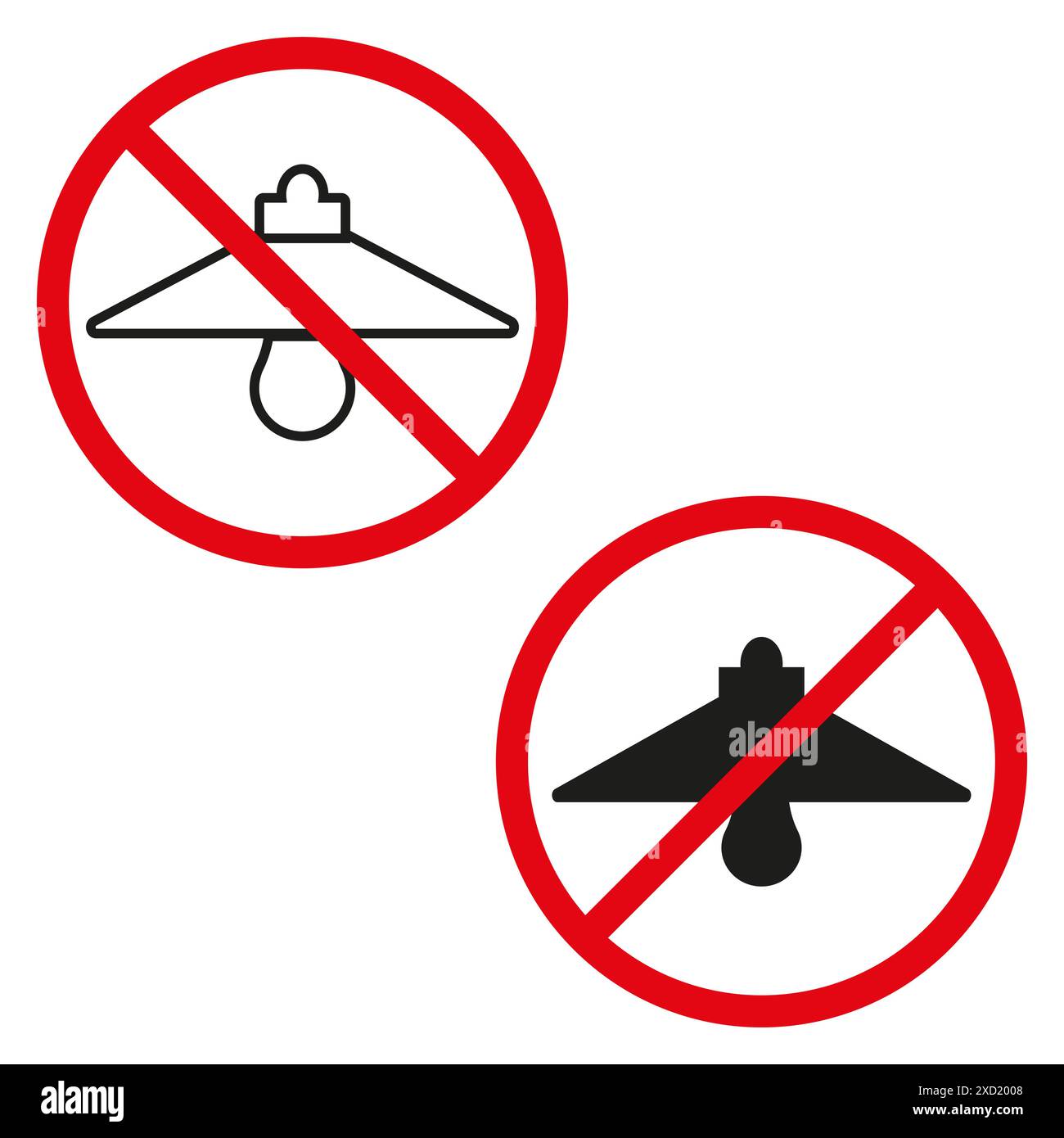 No light icons. Red circle. Vector prohibition symbols. Do not turn on ...