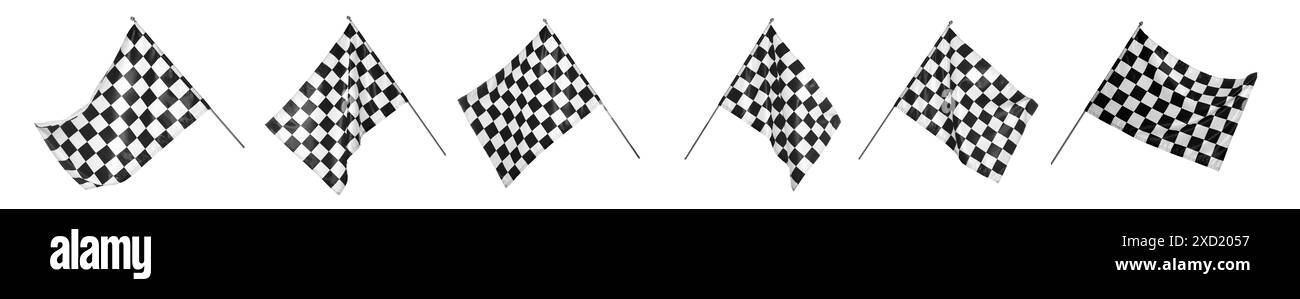 Checkered finish flags isolated on white, set Stock Photo - Alamy