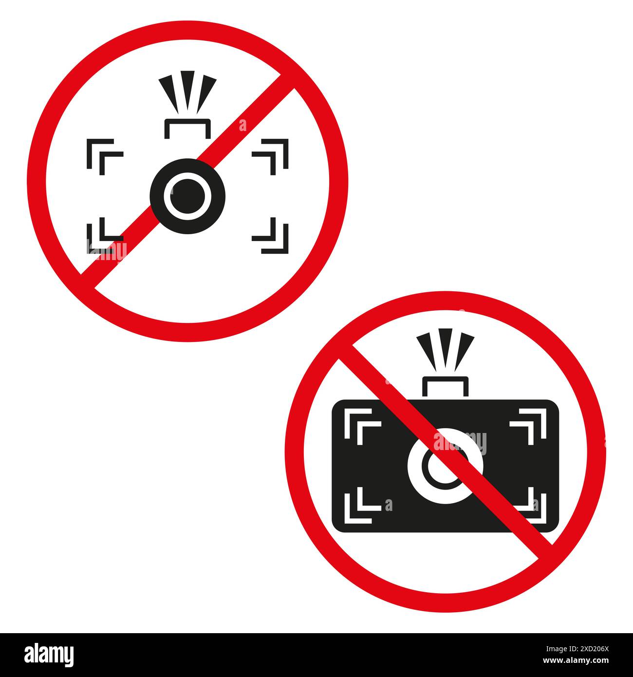 No Photography Icons. Camera Flash Prohibited Symbols. Red Circle ...