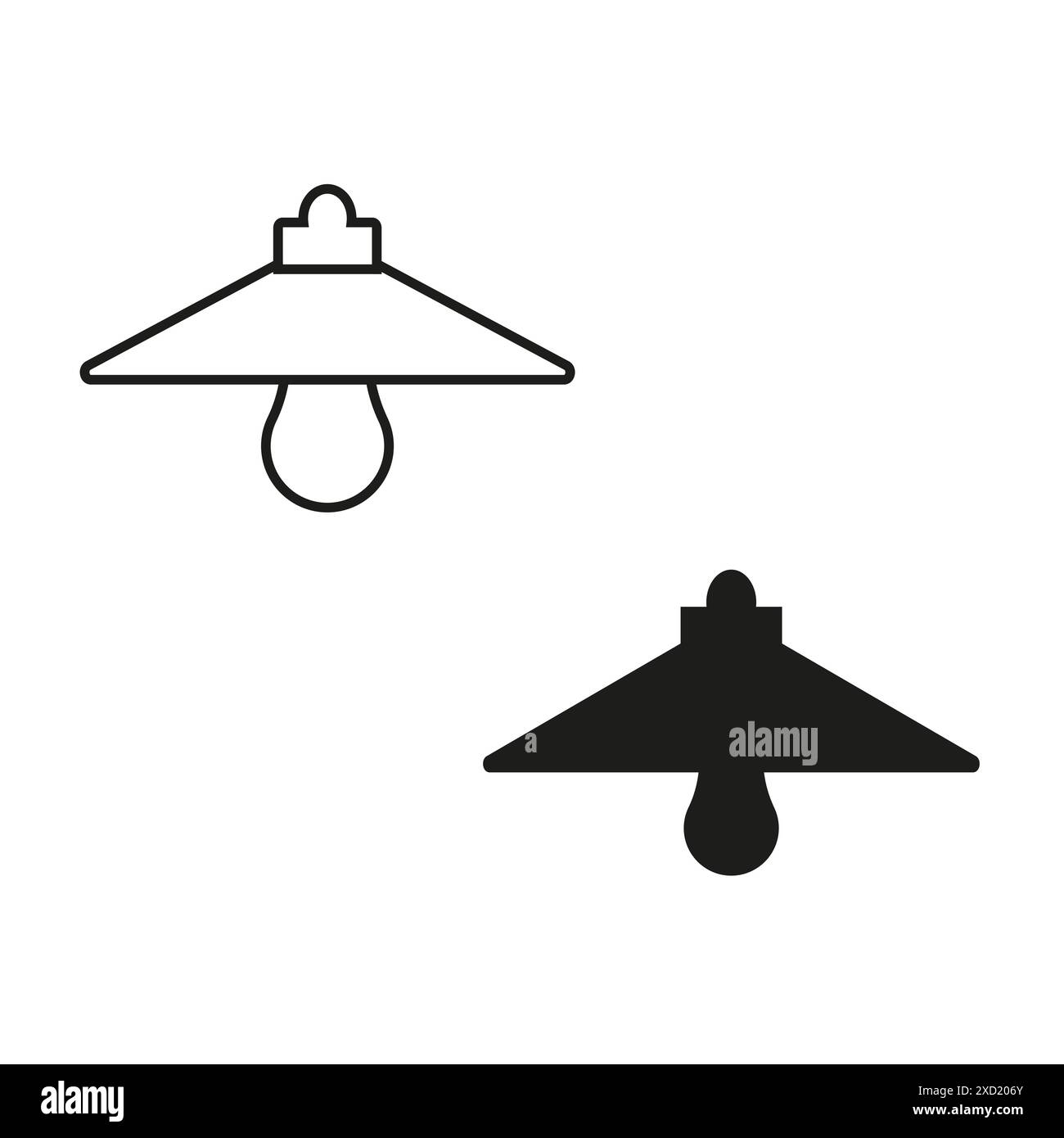 Ceiling lamp icons. Light fixture symbols. Black and white. Vector ...