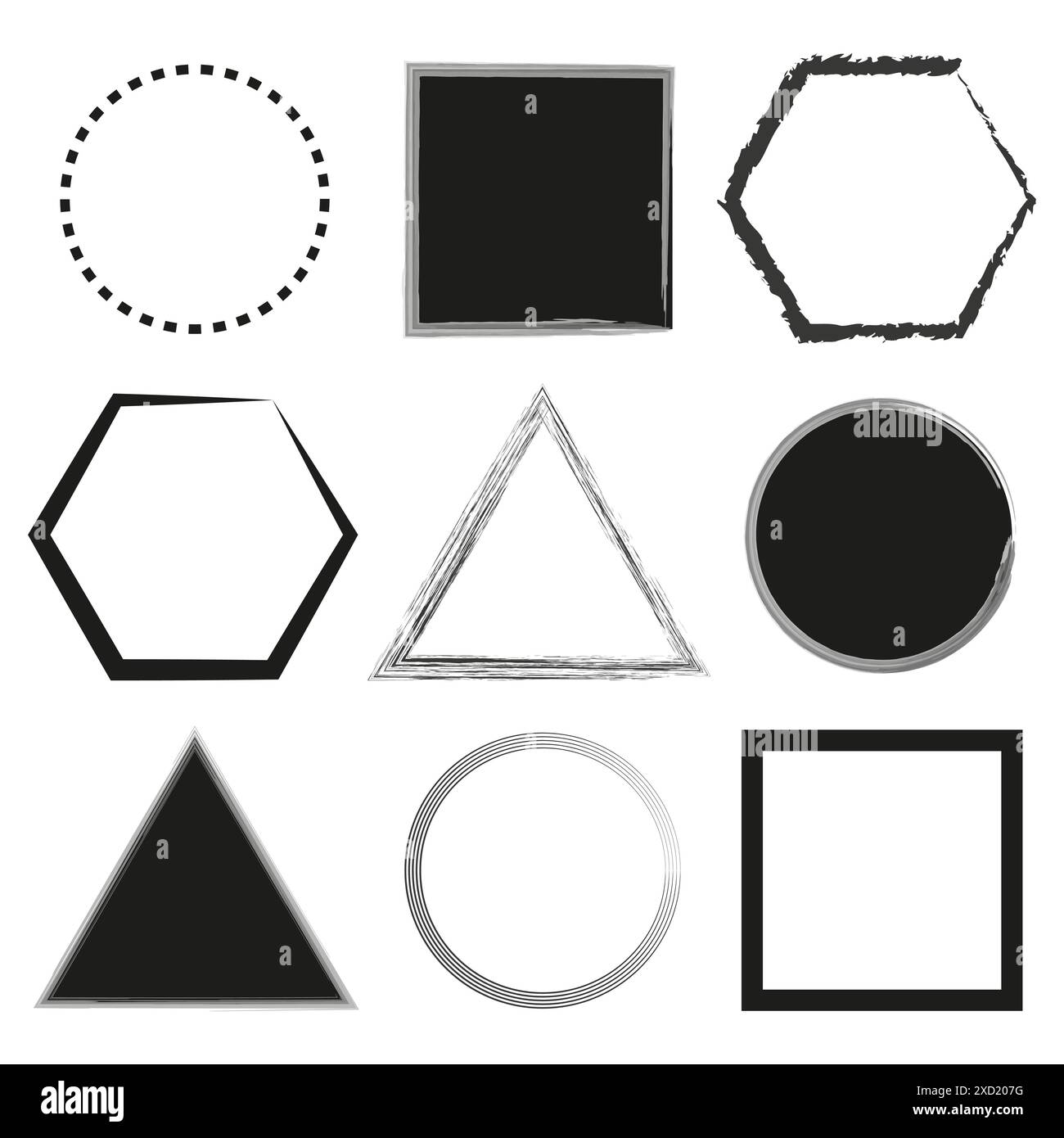Geometric shape icons. Circle, square, triangle, hexagon. Black and ...