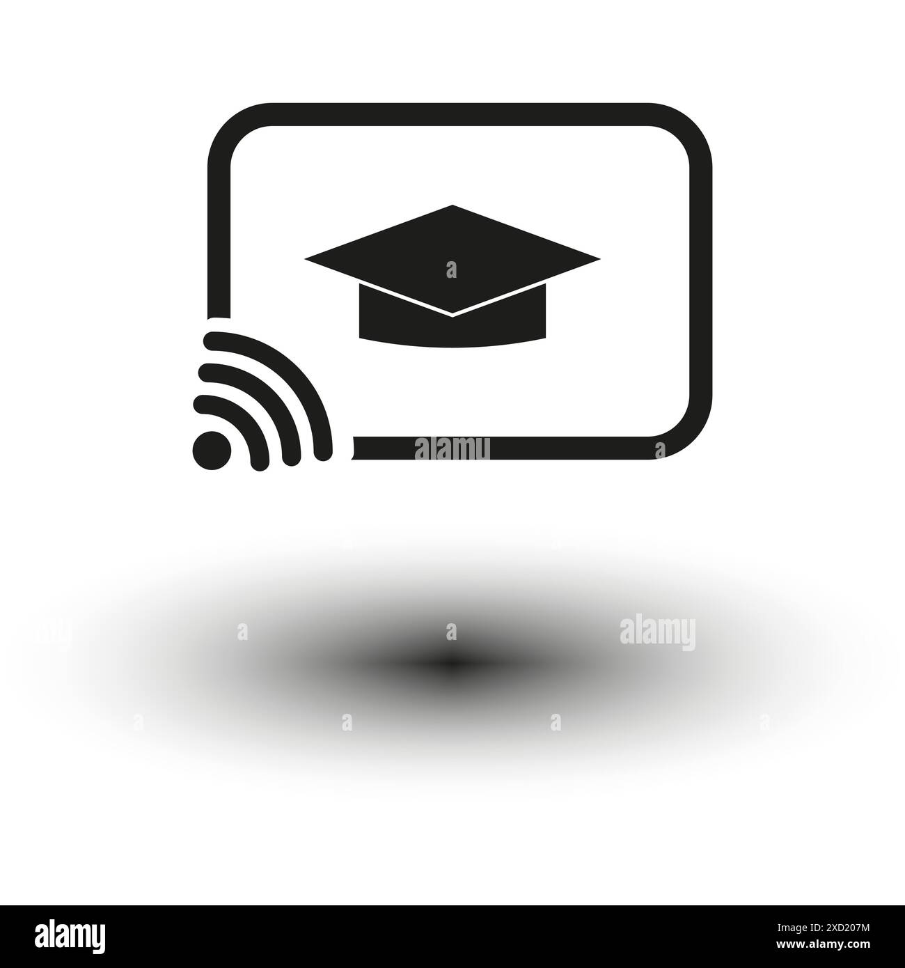 Online education icon. Black and white. Vector learning symbol. Digital ...
