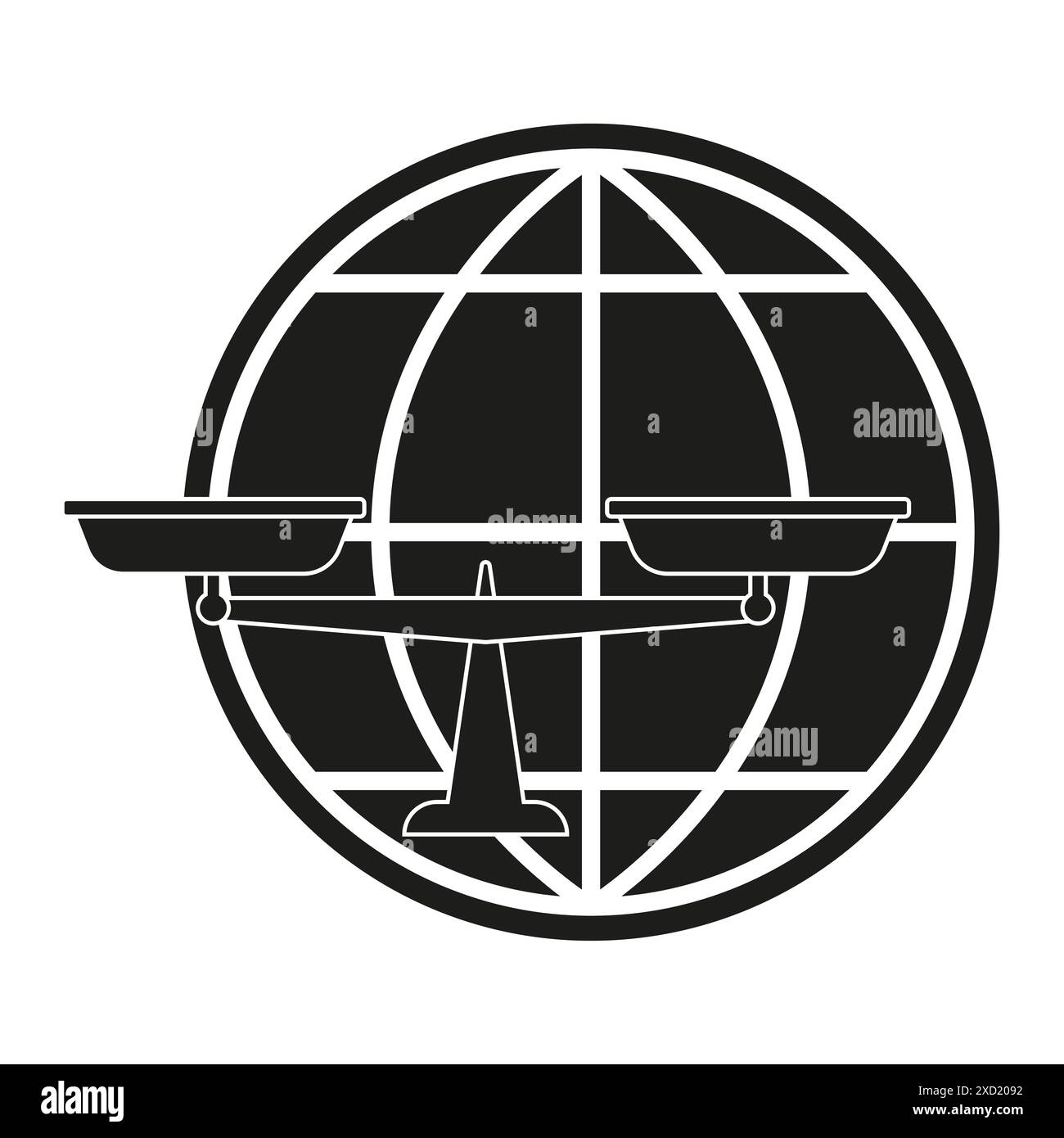 Global balance icon. Black and white. Vector justice symbol. International law Stock Vector ...