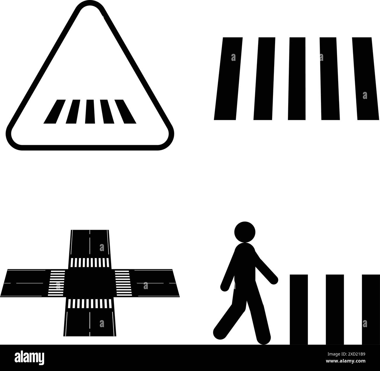 road crossing icon, signs where people cross the road illustration ...