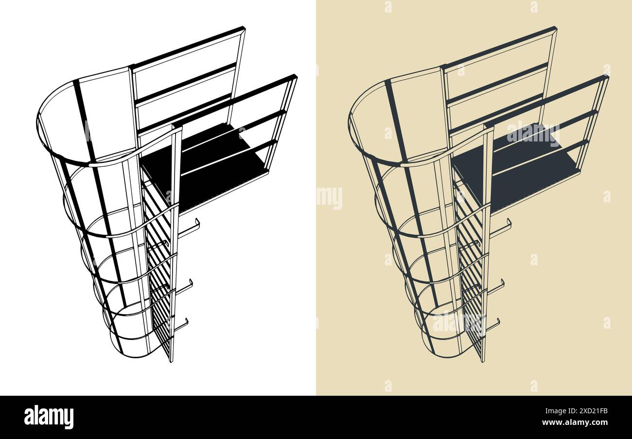 Stylized vector illustrations of fire escape Stock Vector Image & Art ...