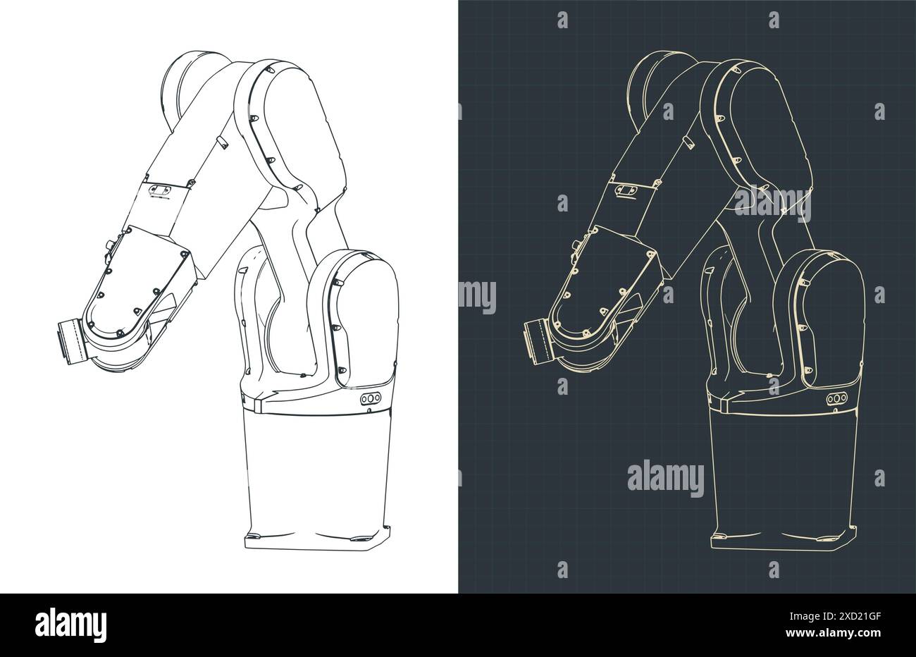 Industrial robot for automated production lines blueprints Stock Vector ...
