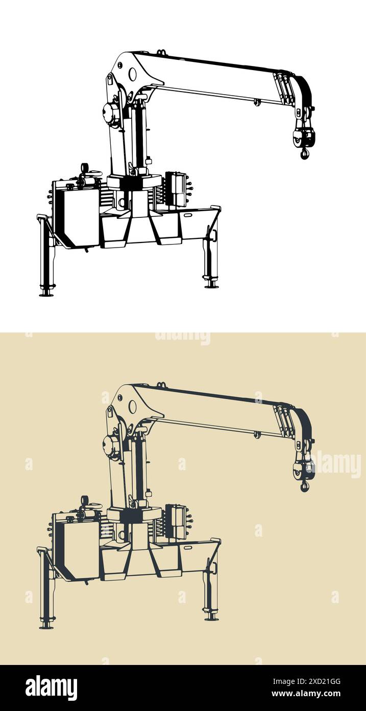 Stylized vector illustration of mobile truck mounted crane Stock Vector ...