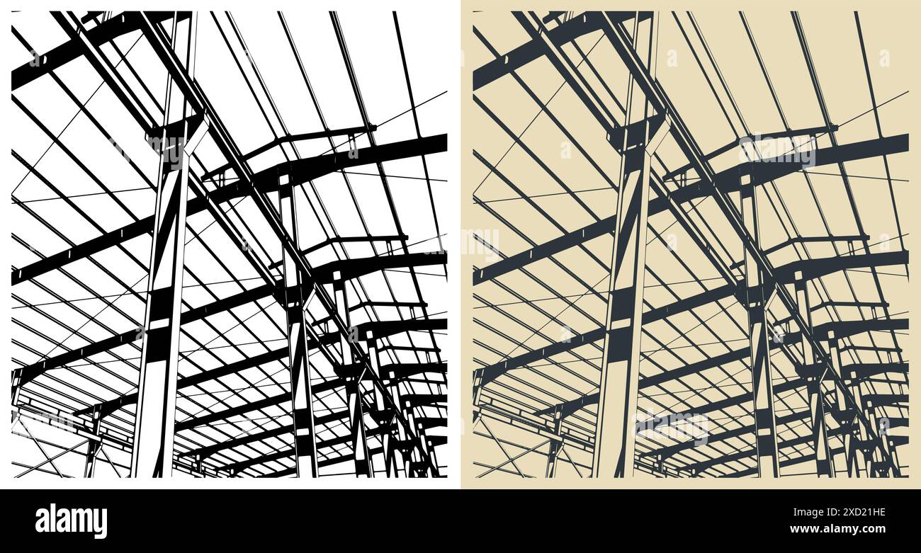 Stylized vector illustrations of hangar support structures Stock Vector ...